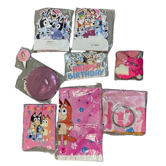 Bluey | Party Supplies | Bluey Birthday Party Supplies Bundle Pink ...